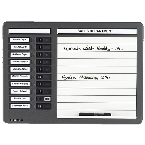 In Out Staff Boards With Dry Wipe Message Panel White Light Display